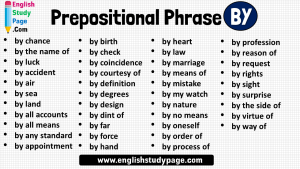 42 Prepositional Phrase BY in English - English Study Page