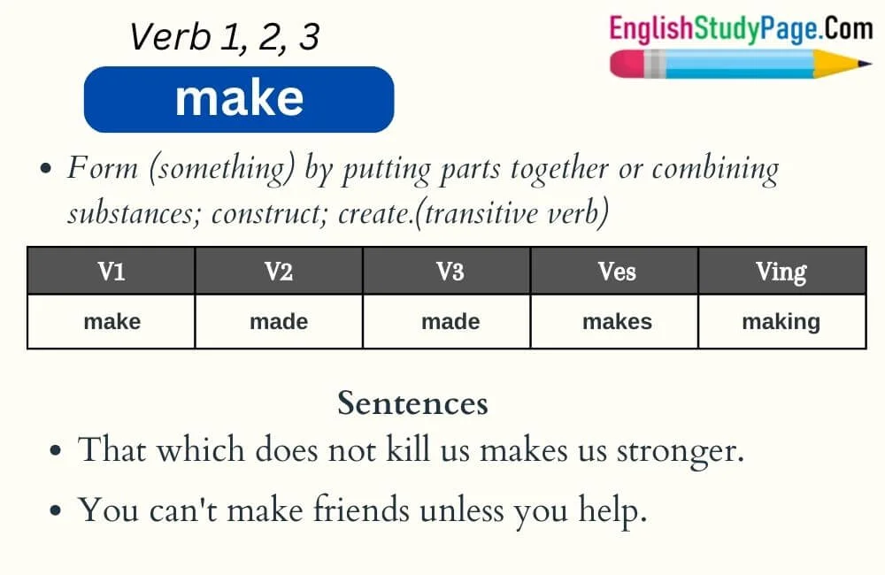 Make Verb 1 2 3 Past And Past Participle Form Tense Of Make V1 V2 V3 Make Verb 1 2 3 Past And Past Participle Form Tense Of Make V1 V2 V3