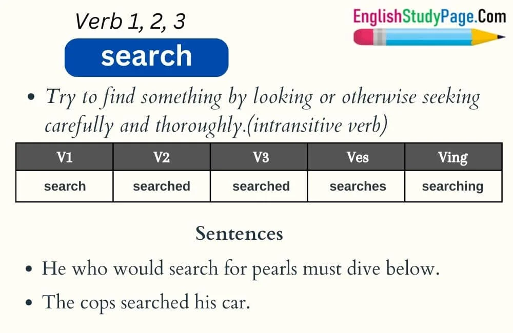 Search Verb 1 2 3 Past And Past Participle Form Tense Of Search V1 V2 Search Verb 1 2 3 Past And Past Participle Form Tense Of Search V1 V2