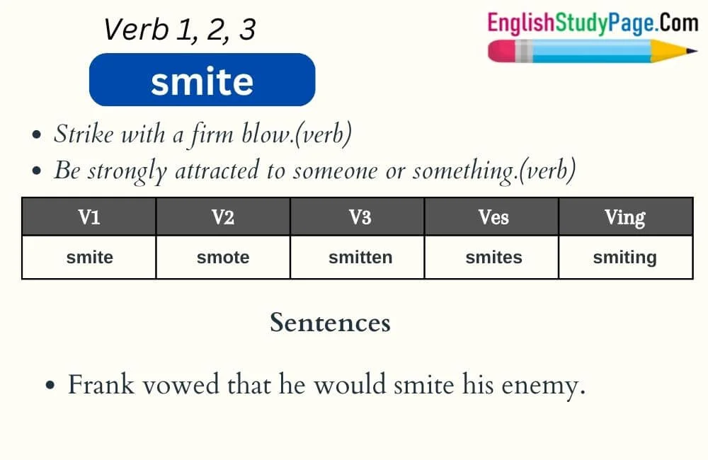 Smite Verb 1 2 3, Past and Past Participle Form Tense of Smite V1 V2 V3 ...