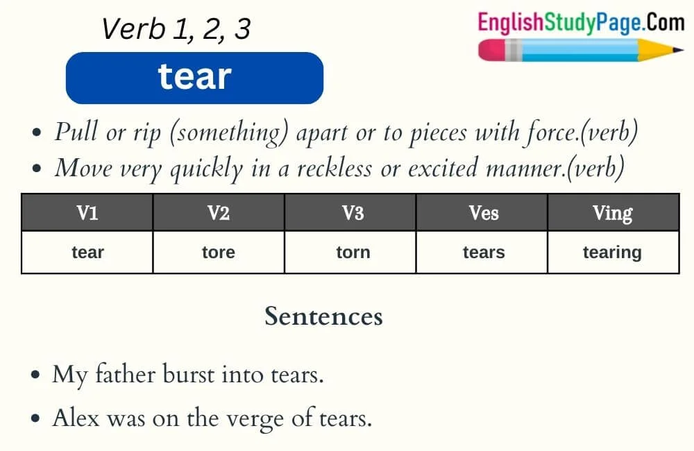 Tear Verb 3 Past And Past Participle Form Tense Of Tear V1 47 OFF Tear Verb 3 Past And Past Participle Form Tense Of Tear V1 47 OFF