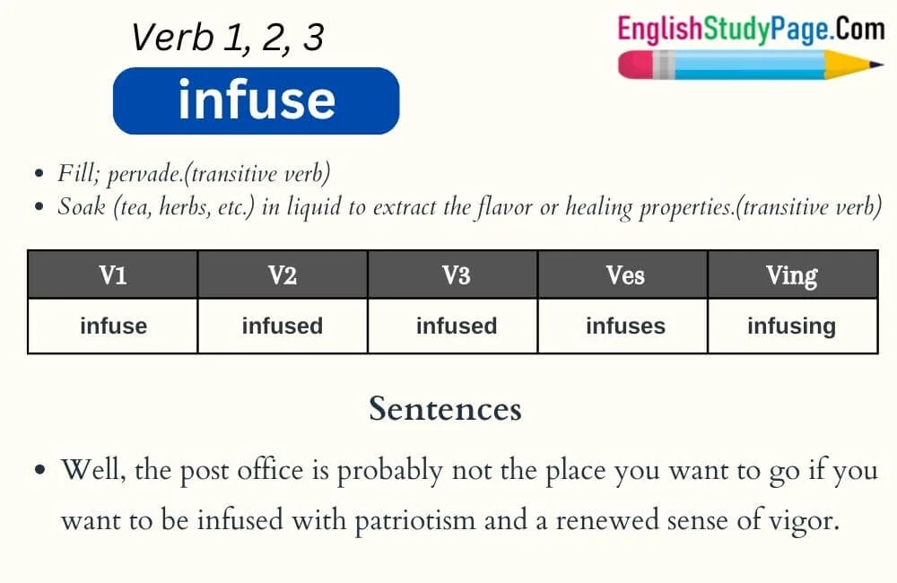 infuse Verb 1 2 3, Past and Past Participle Form Tense of infuse V1 V2 ...